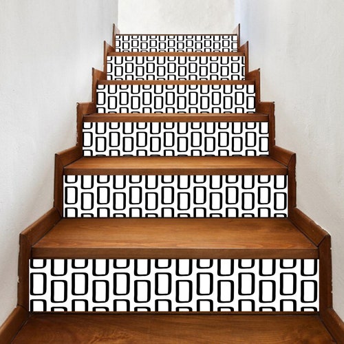 10 Step Stair Riser Decal Geometric B&W Patterns Stair - Etsy
