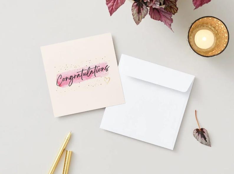 Printable Congratulations Card: Watercolor Design (5x5 PDF & Canva ...