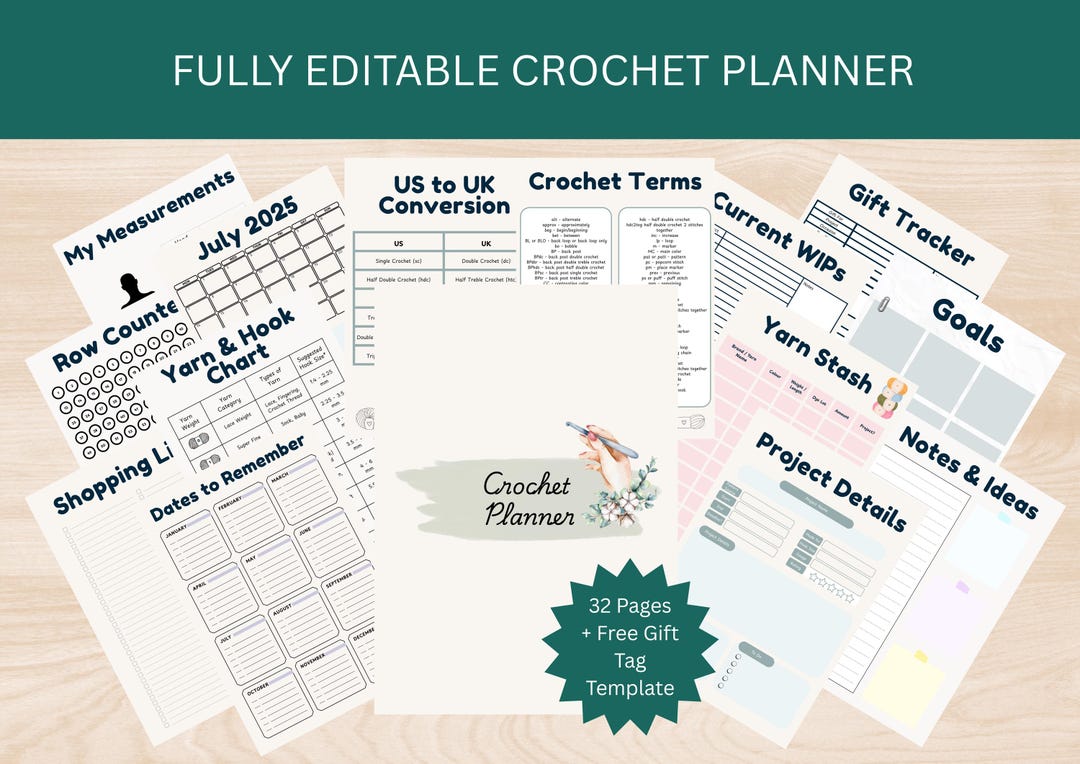 Crochet Planner Printable Crochet Planner Digital Crochet Project ...