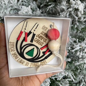 Jumper Cable Ornament, Hand-painted Laser Cut Wood Ornament, Got You ...