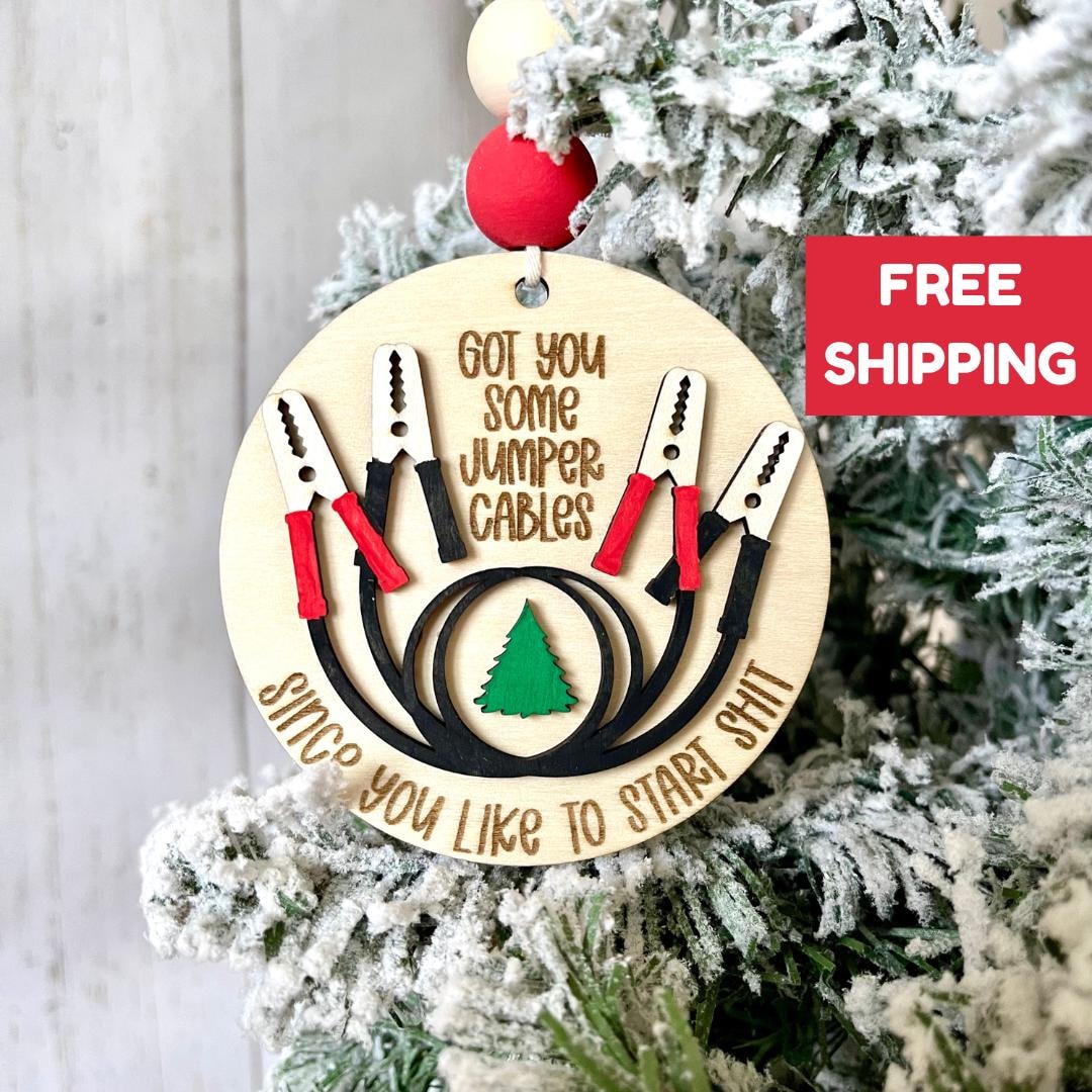 Jumper Cable Ornament, Hand-painted Laser Cut Wood Ornament, Got You ...