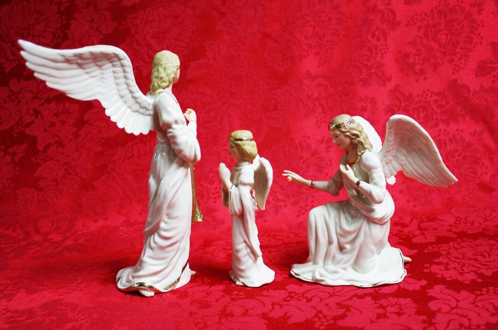 Retired Lenox Angels in Adoration Nativity Angels Lenox - Etsy