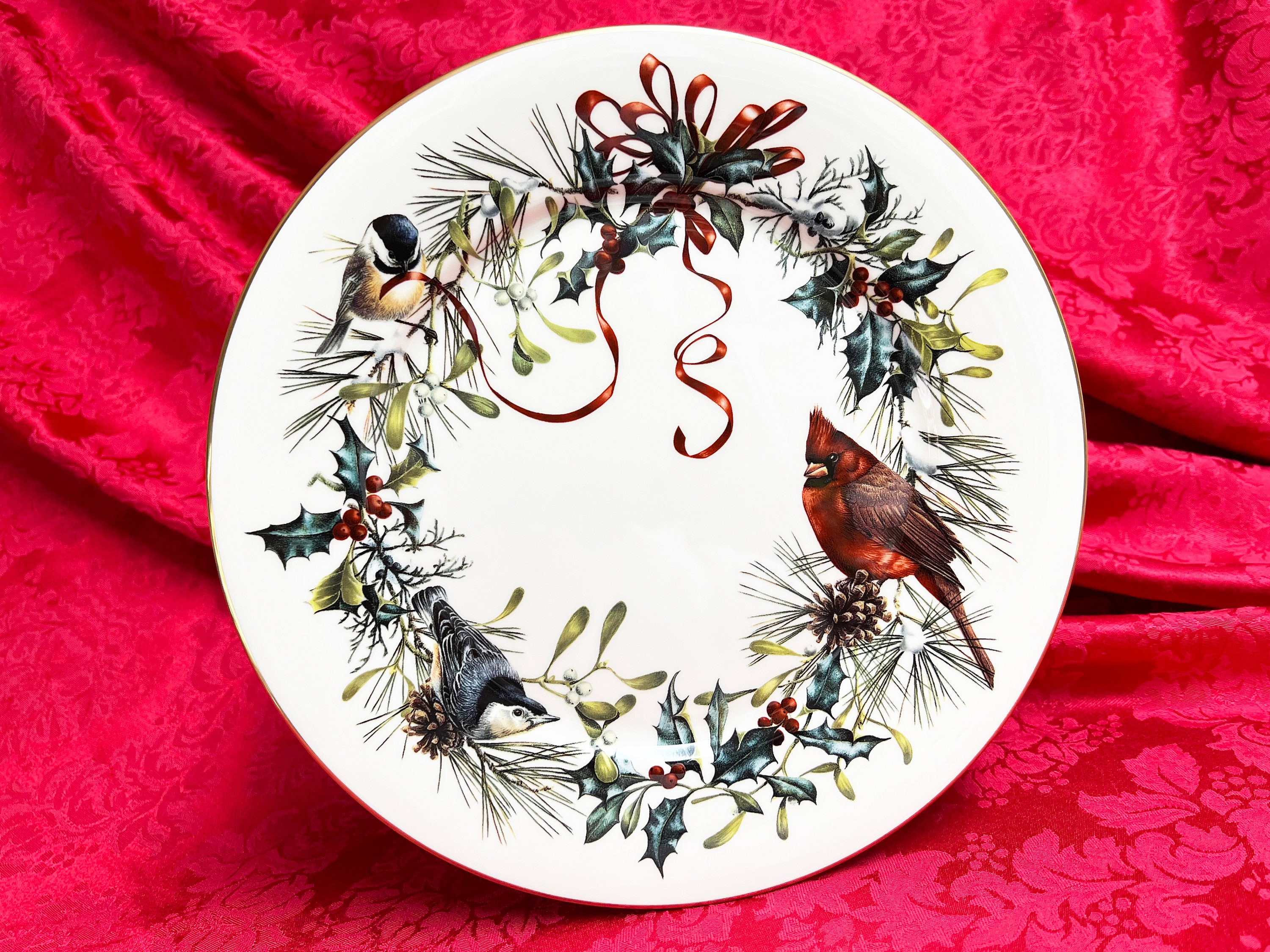 Winter Greetings Dinner Plate, Lenox Winter Greetings China, Cardinals ...