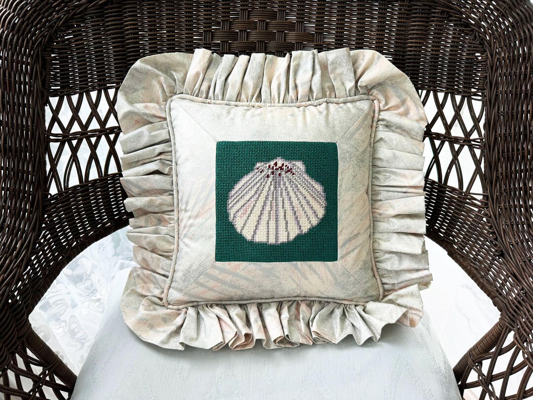 Scallop Shell Ruffled Pillow, Accent Pillows, Seashore Themed Pillows ...