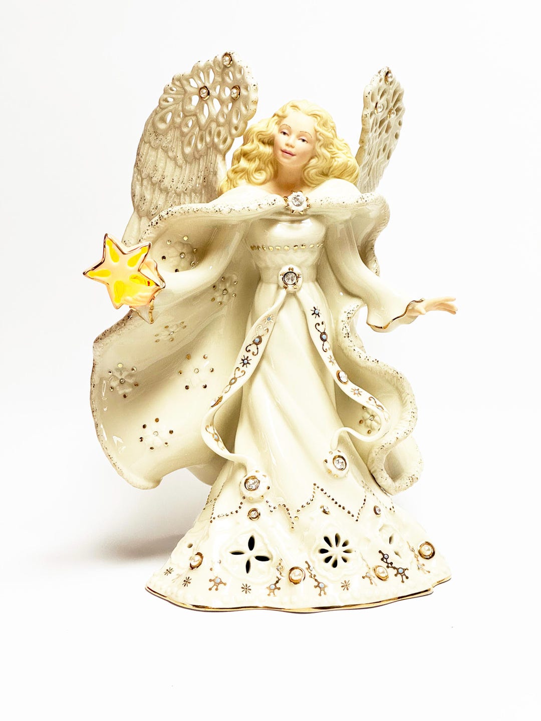 Lenox Florentine & Pearl Lighted Angel Figurine, Christmas Angels ...