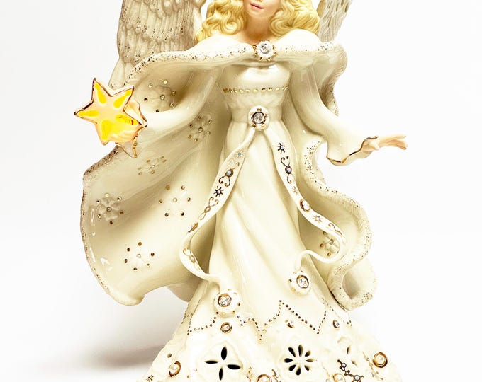Lenox Florentine & Pearl Lighted Angel Figurine, Christmas Angels ...