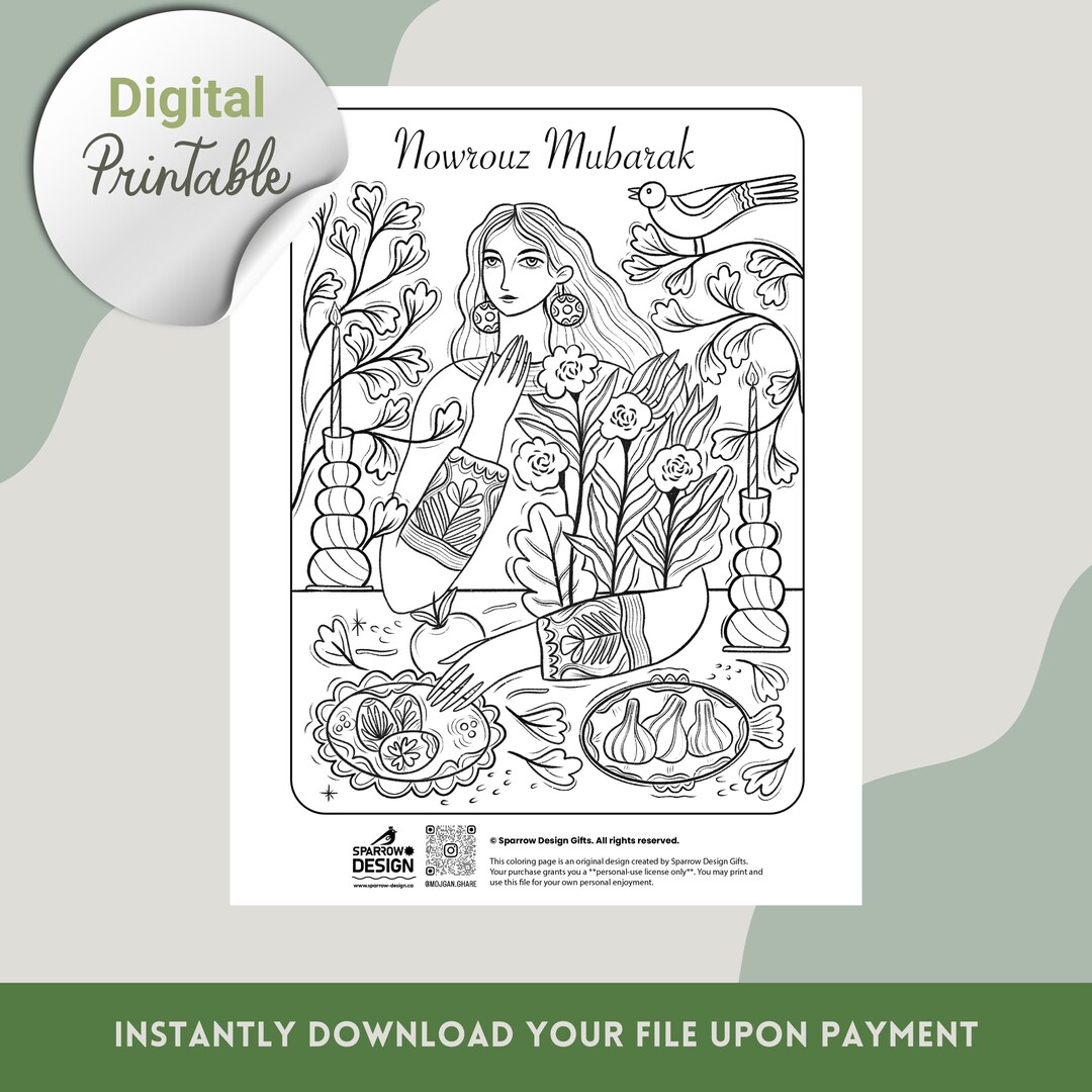 Nowruz Coloring Page | Haft Seen Traditional Persian Culture (digital ...