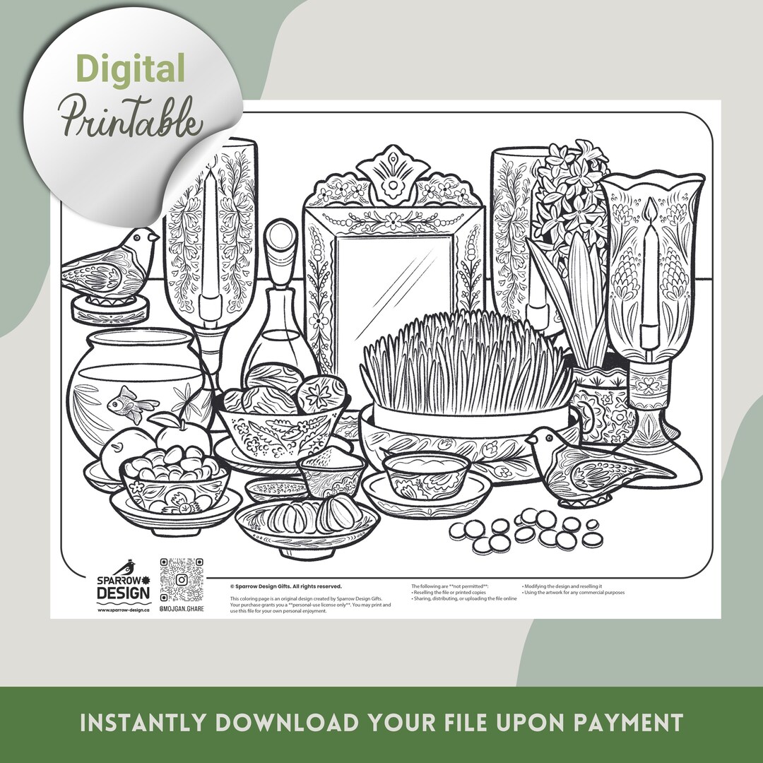 Letter Size Nowruz Coloring Page | New Year Activity | Haft Seen ...