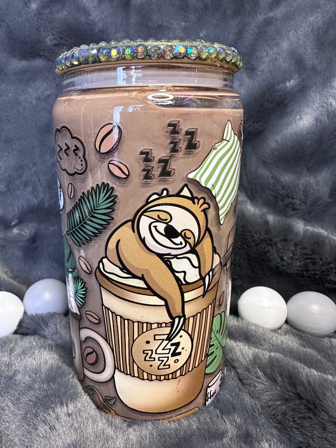Sloth Cafe Au Lait 16oz Coffee Snow Globe Libby Style Can With ...