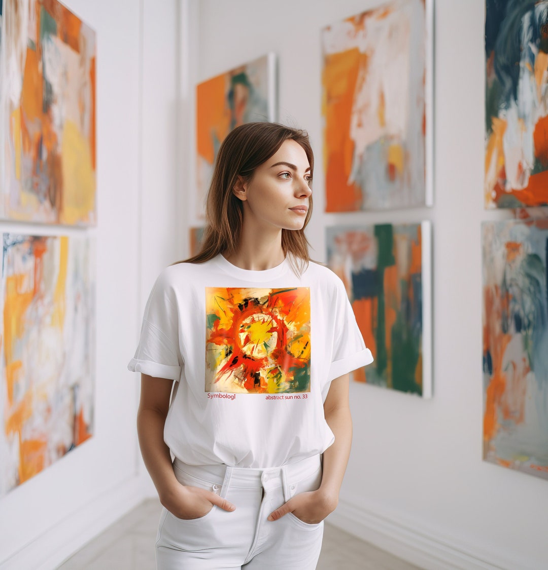 Abstract Art Sun Shirt No. 33, Modern Art Museum Shirt Hippie Boho ...