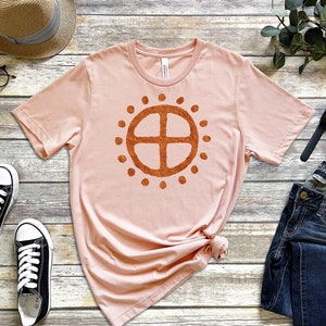 Paleo Sun Wheel Symbol No. 5 Red Stone, Ancient Petroglyph Art Shirt ...