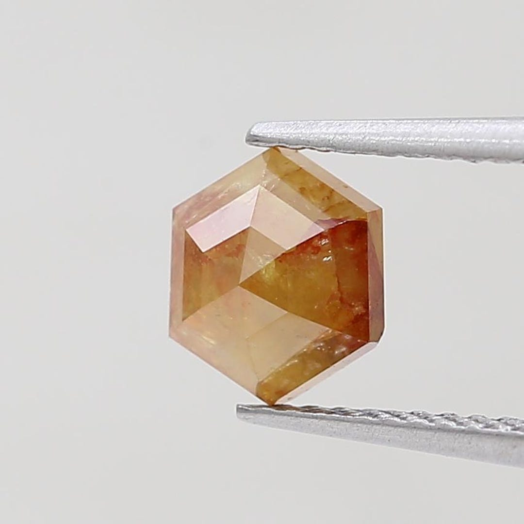 1 Carat Hexagon Diamond: Red Yellow Mix Color, 6.5mm Natural Diamond - Etsy