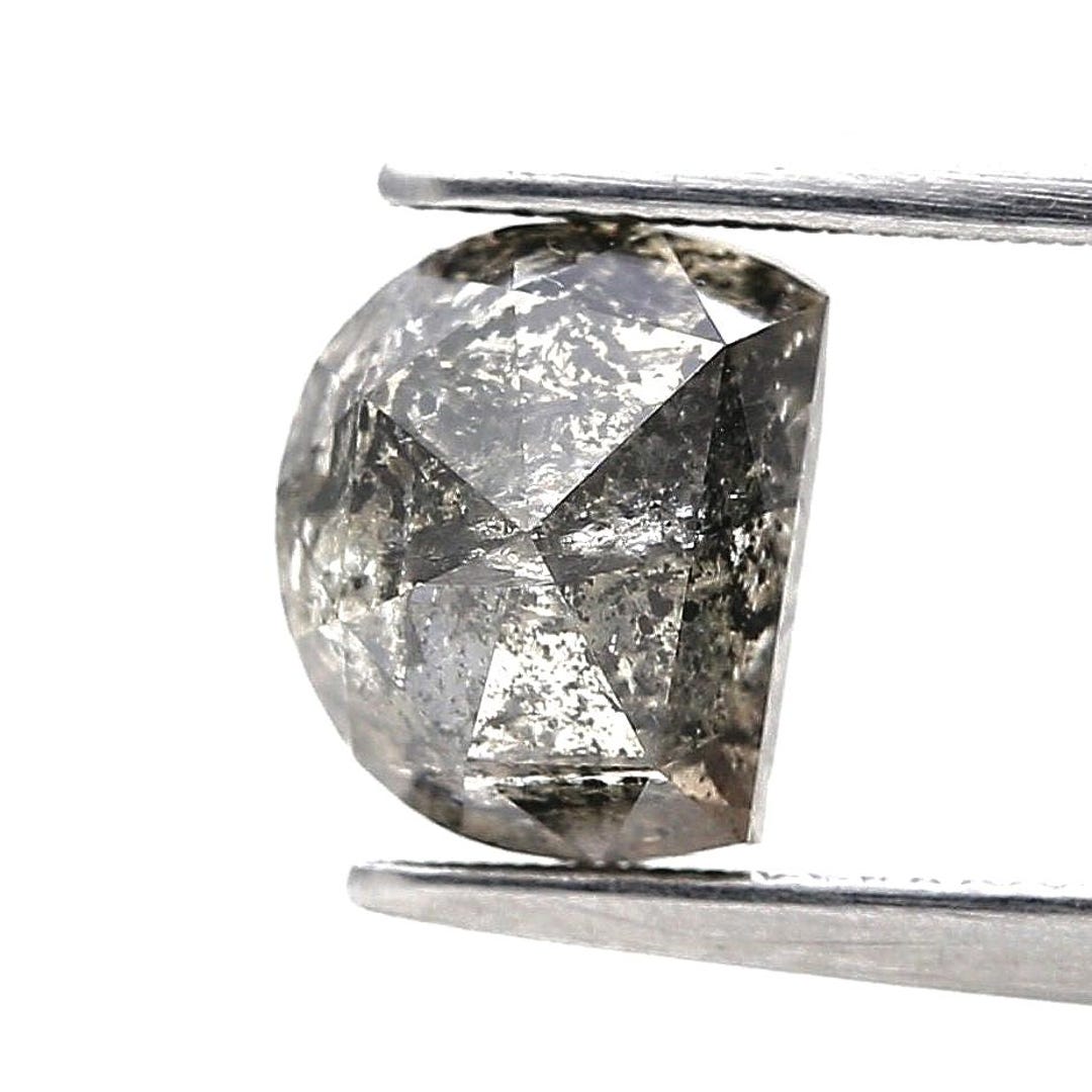 Salt Pepper Half Moon Cut Diamond 1.42 Carat 7 MM Half Moon Shape ...