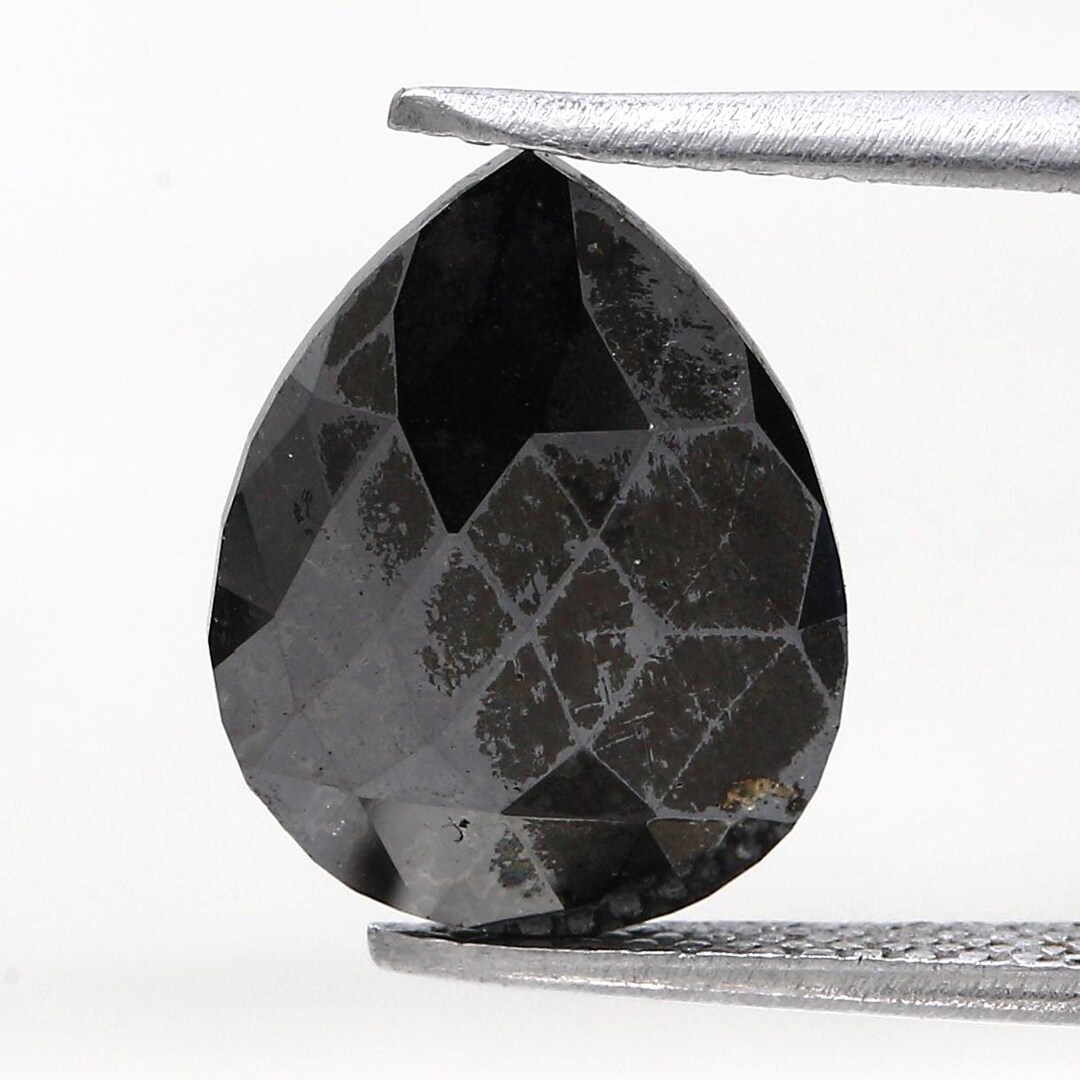 Natural 2.43 Ct Pear Shape Black Checker Cut Diamond for Wedding Gift ...