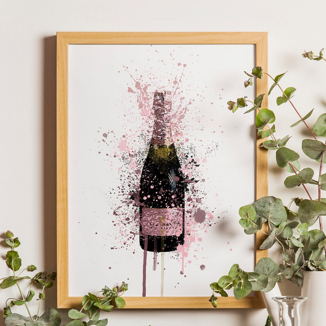 Champagne/prosecco Bottle Watercolour Print/ Alcohol Poster - Etsy UK