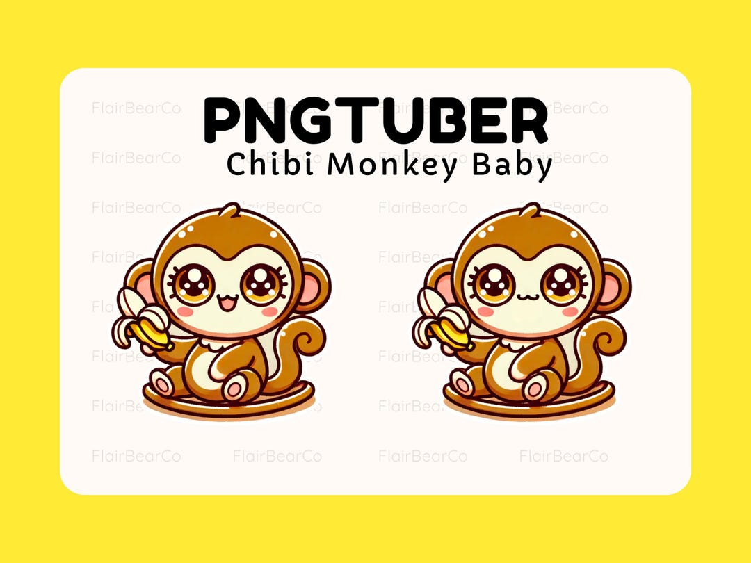 Chibi Monkey Baby Pngtuber Model | Easy Setup | Streaming | Twitch ...