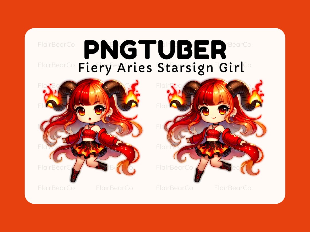 Fiery Aries Star Sign Girl Pngtuber Model | Easy Setup | Streaming ...