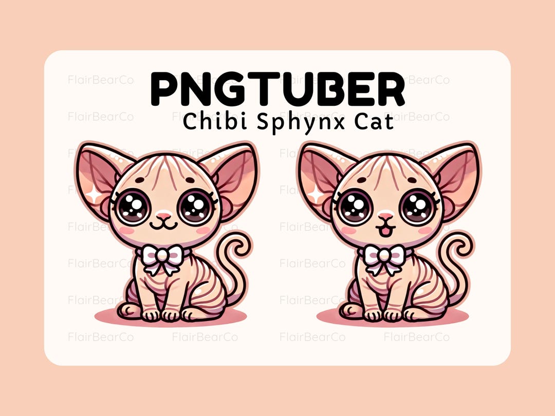 Chibi Sphynx Cat Pngtuber Model | Easy Setup | Streaming | Twitch ...
