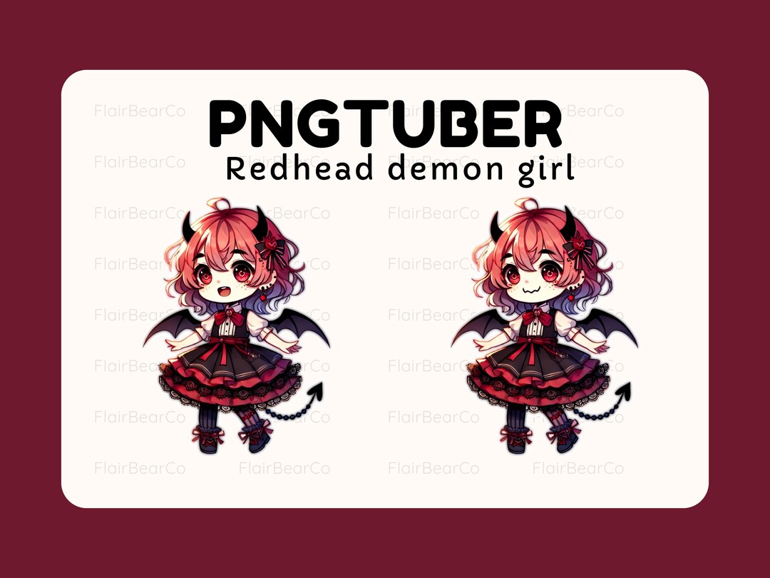 Chibi Redhead Demon Girl Pngtuber Model | Easy Setup | Streaming ...