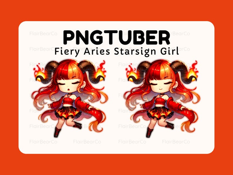 Fiery Aries Star Sign Girl Pngtuber Model | Easy Setup | Streaming ...