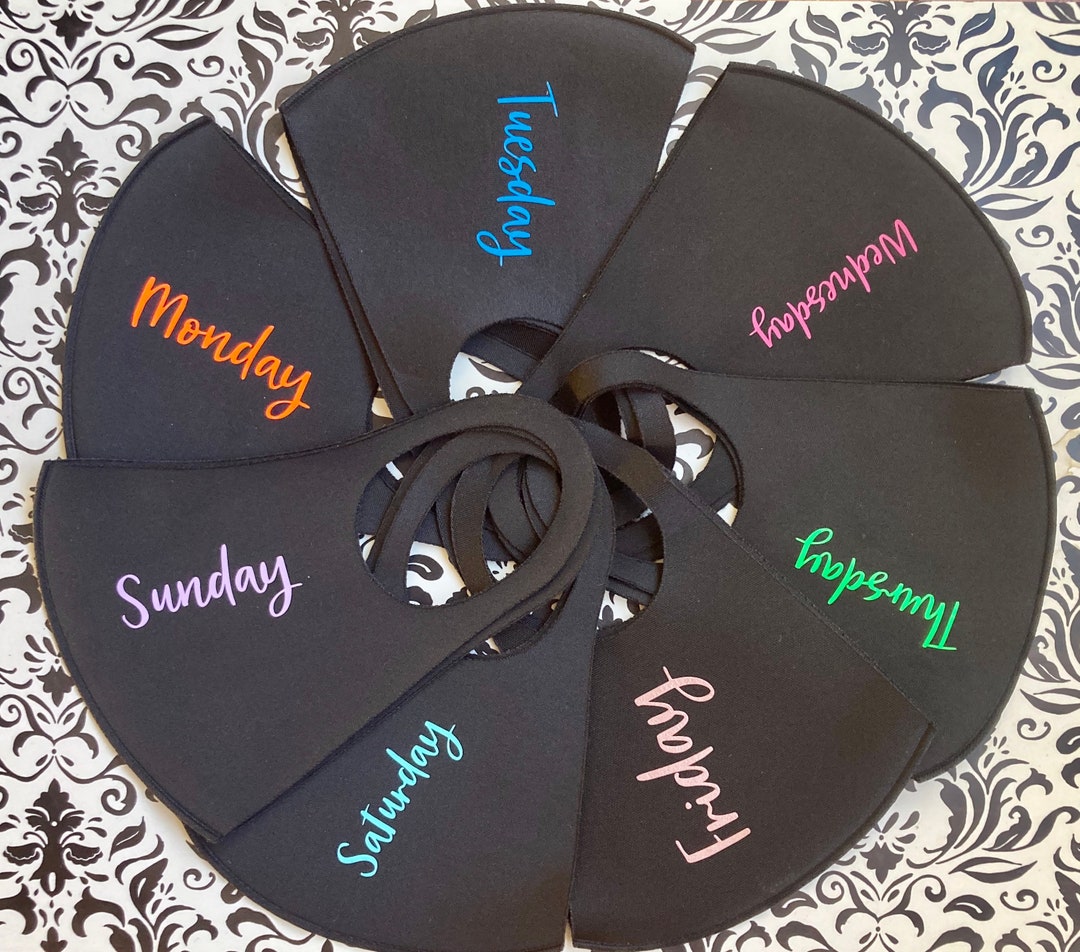 7 Masks, Days of the Week Pack, 7 Days a Weeks, Daily Mask, Monday ...