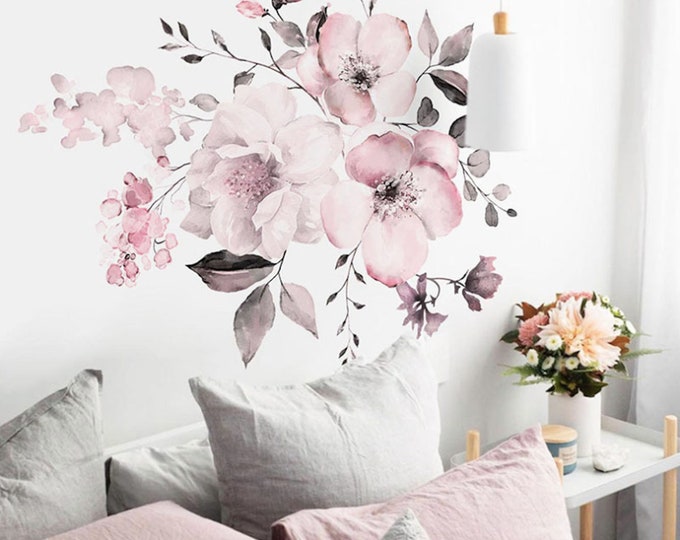 Floral Wall Stickers Watercolor Flower Wall Sticker for - Etsy