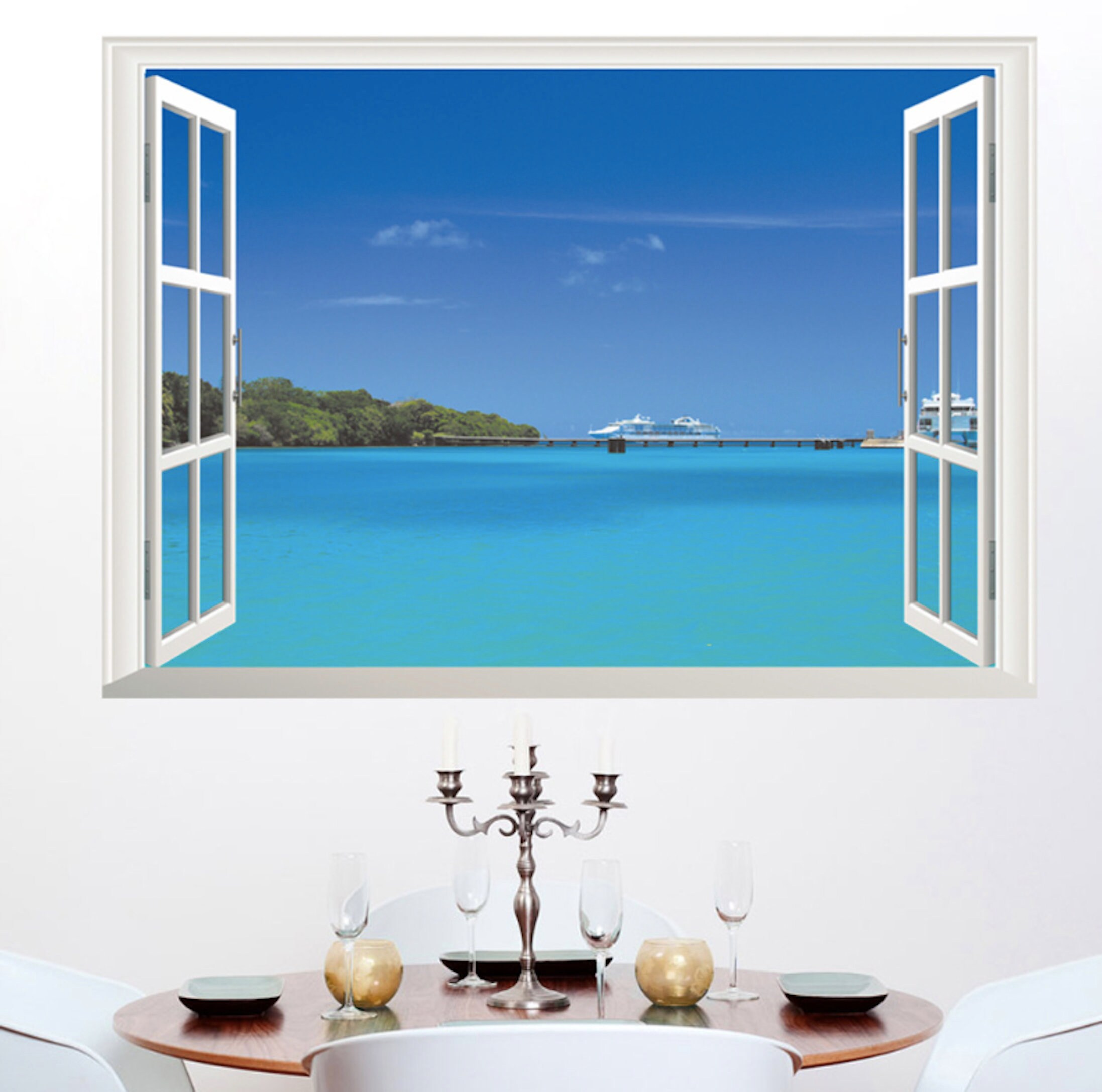 3D Beach Scene Nature Wall Decal Fake Window Stickers Sea | Etsy