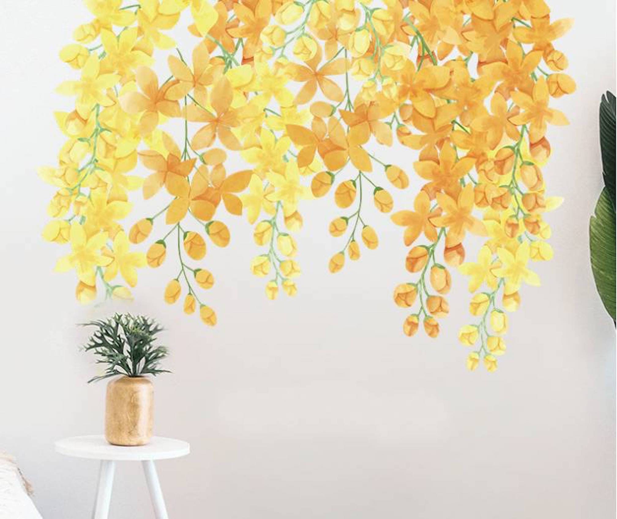 Yellow Flowers and Leaves Wall Stickers / Hanging Vines and - Etsy