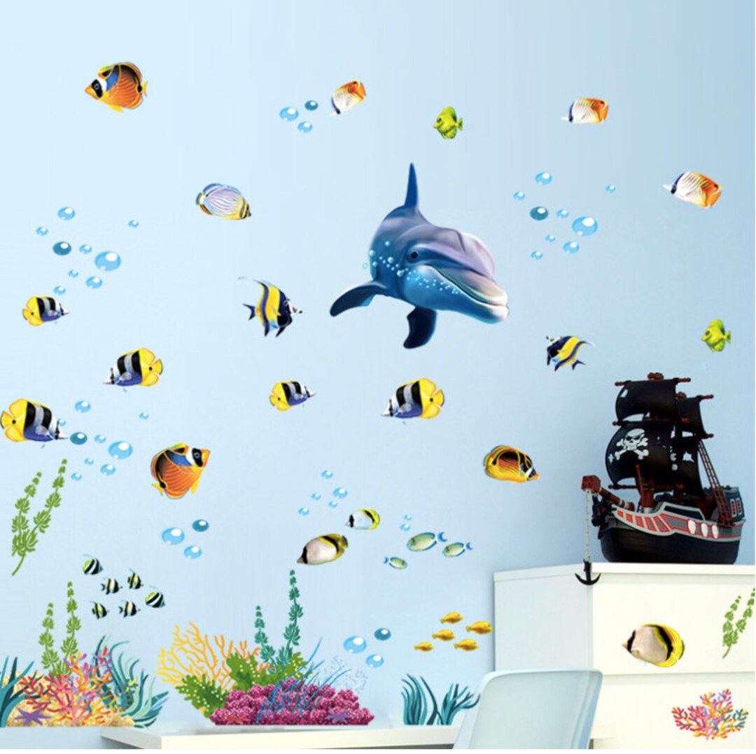 Under the Sea Wall Decal Toddler | Tropical Fish and Dolphin Wall Art ...