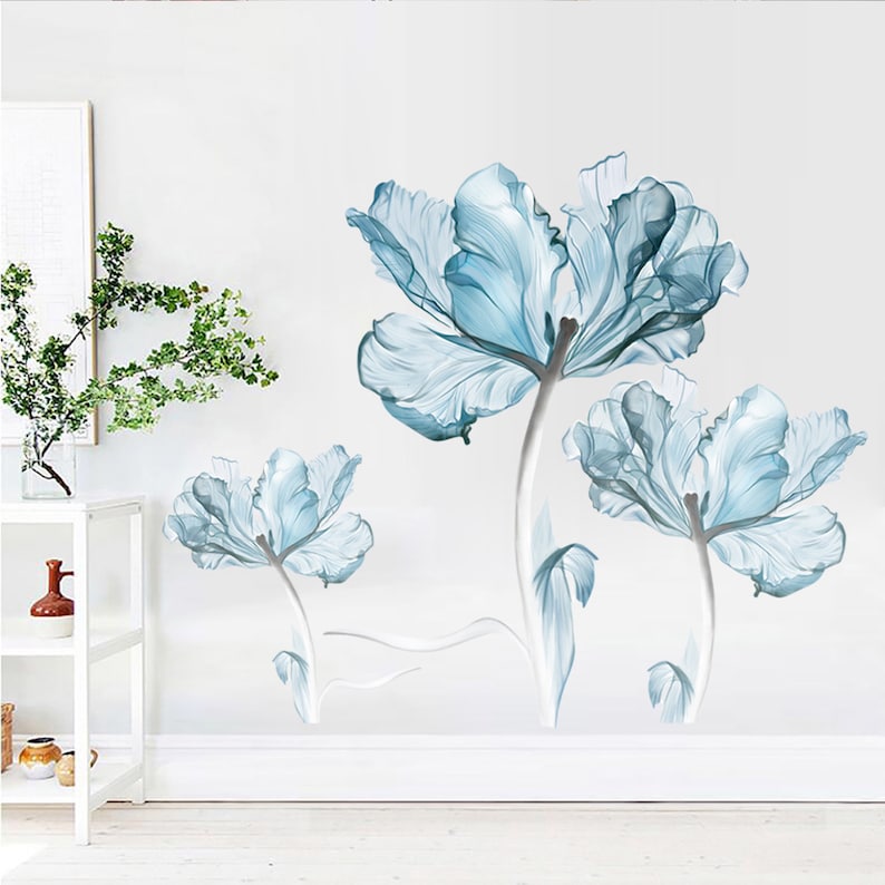 Watercolor Floral Wall Decal Removable Large Flowers Wall - Etsy