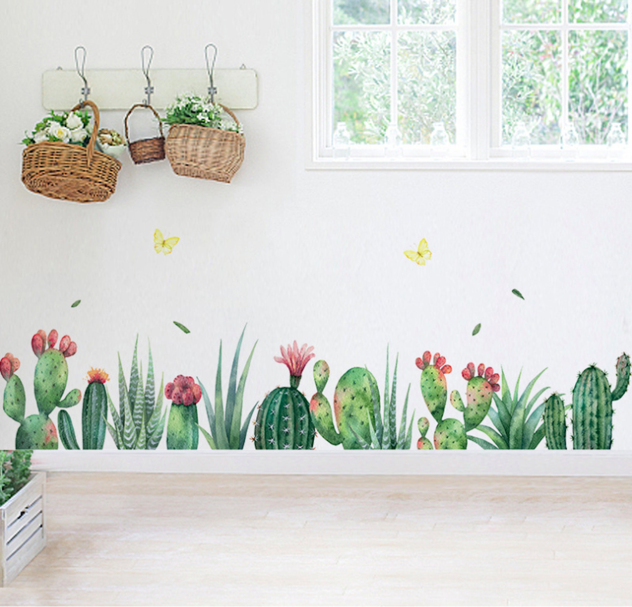 Cactus Wall Decal Nature Wall Decal Living Room Greenery - Etsy