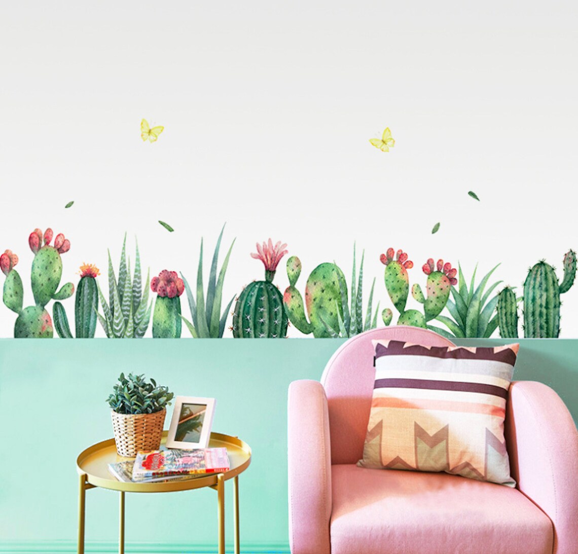 Cactus Wall Decal Nature Wall Decal Living Room Greenery - Etsy