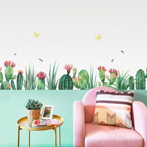 Cactus Wall Decal Nature Wall Decal Living Room Greenery - Etsy