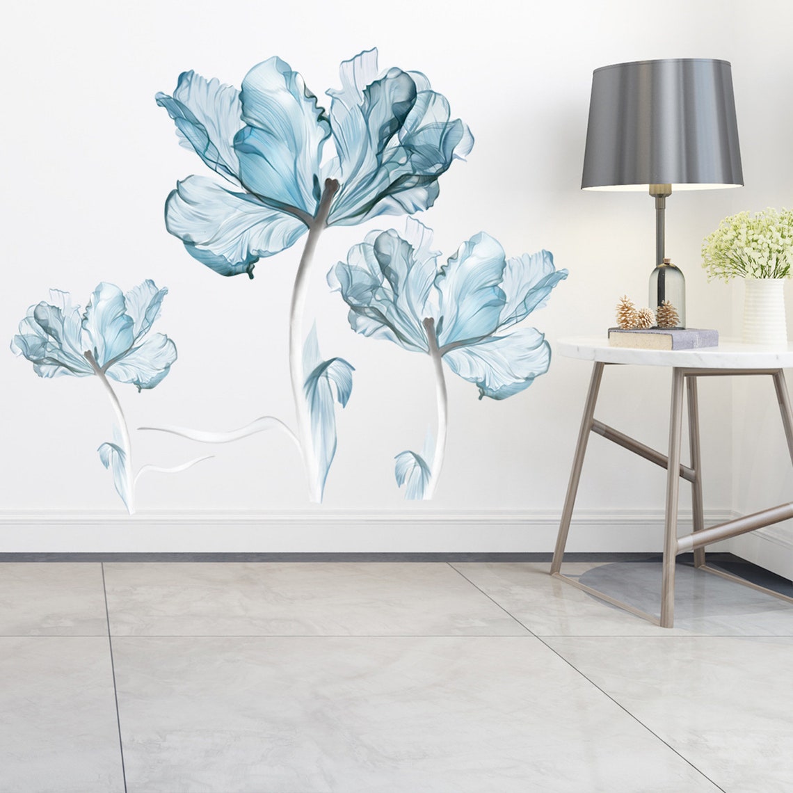 Watercolor Floral Wall Decal Removable Large Flowers Wall - Etsy