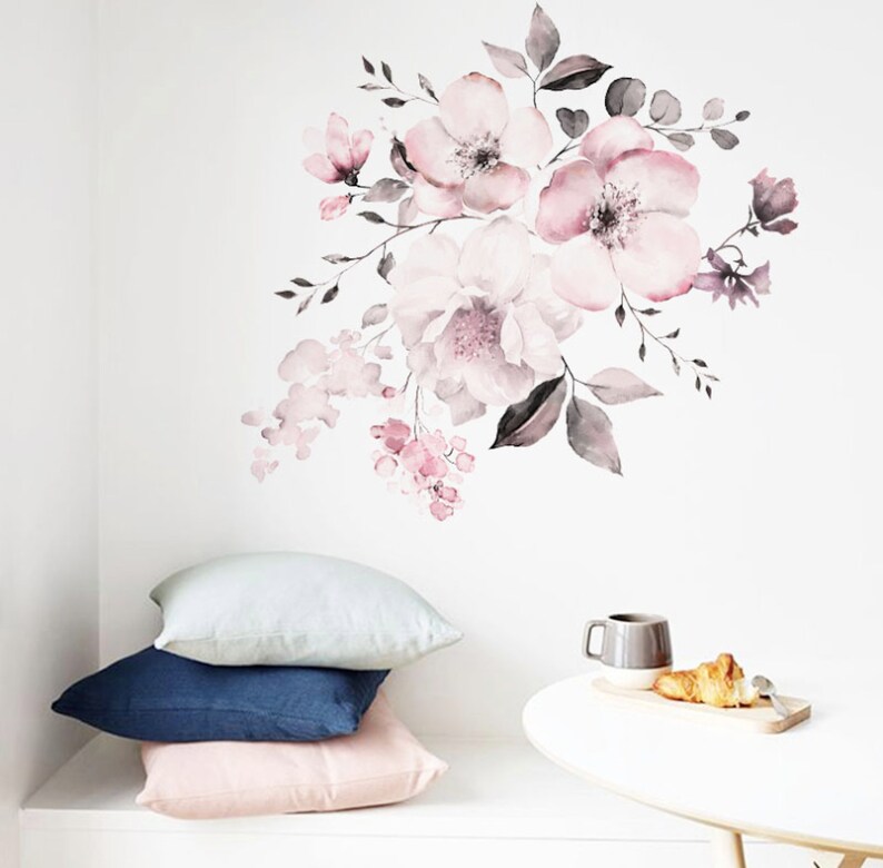 Floral Wall Stickers Watercolor Flower Wall Sticker for | Etsy