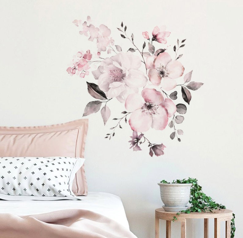 Floral Wall Stickers Watercolor Flower Wall Sticker for | Etsy
