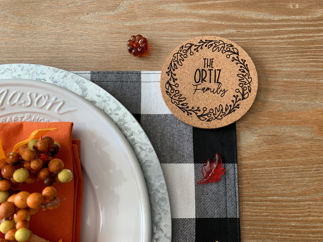 Personalized Fall Coasters Set Thanksgiving Dinner Rustic - Etsy