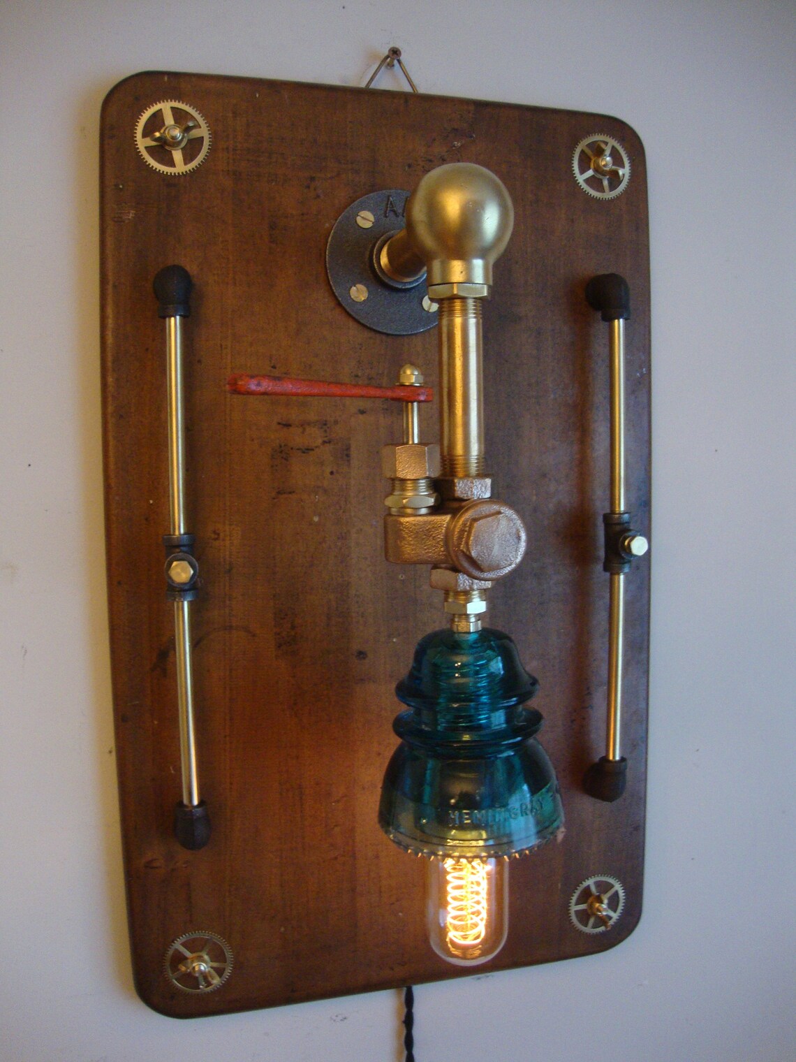 Steampunk Lamp Wall Sconce , Industrial Age, Edison Bulbs, Glass ...