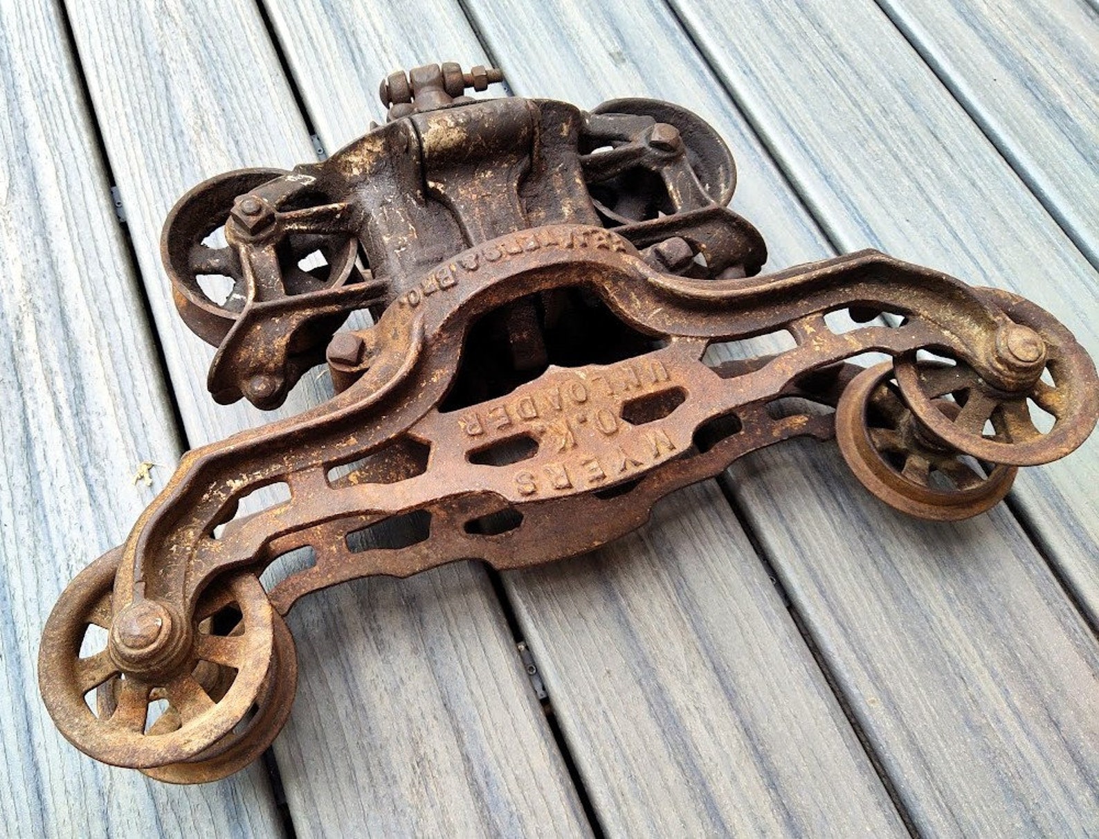 Antique F.E. Myers O.K. Unloader Barn Hay Trolley Cast Iron - Complete ...