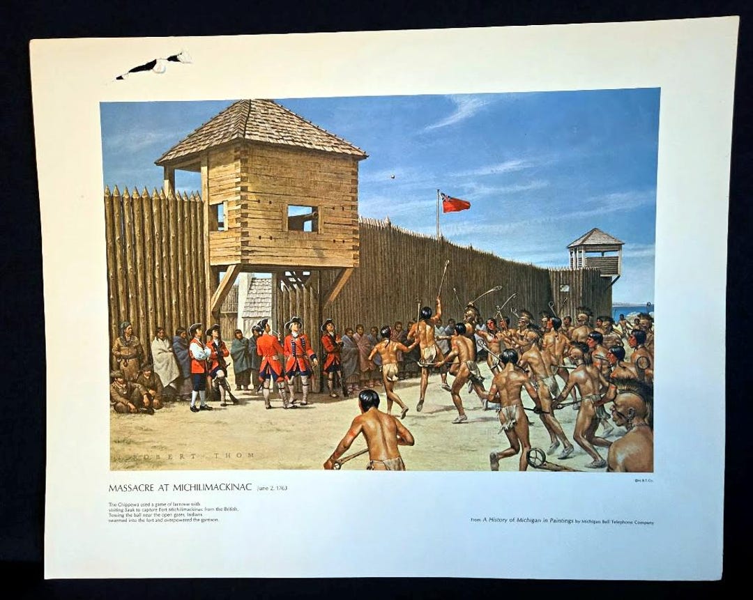 Massacre at Michilimackinac Print: Vintage Michigan History Art by ...