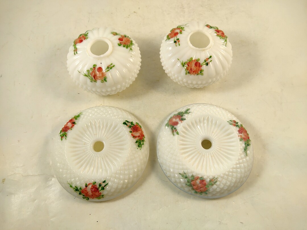 4 Vintage Milk Glass Lamp Parts - Base & Spacers for 2 Bedroom Lamps - Etsy