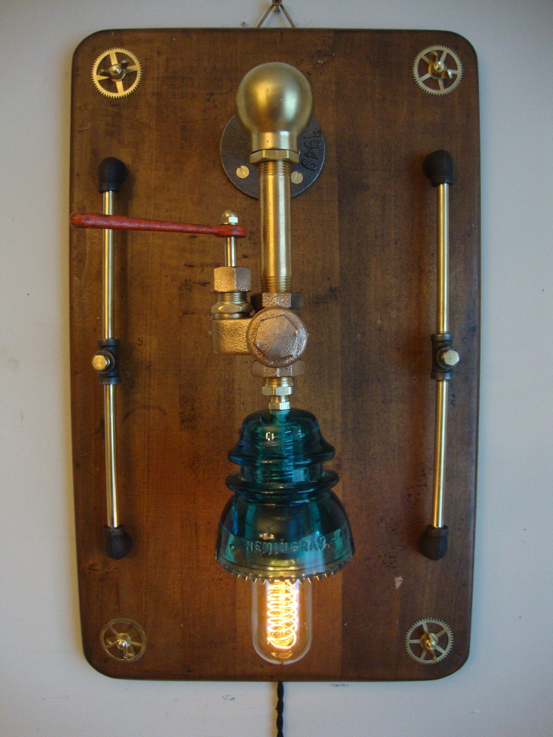 Steampunk Lamp Wall Sconce , Industrial Age, Edison Bulbs, Glass ...