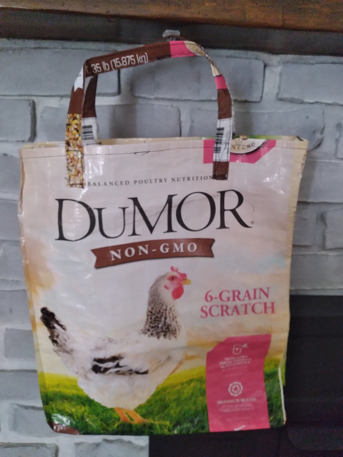 Large Upcycled Chicken Feed Bag Reusable Shopping Bag Tote - Etsy