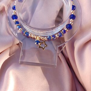 Navy Blue Glass Beaded Star Charm Bracelet, Handmade Jewelry - Etsy