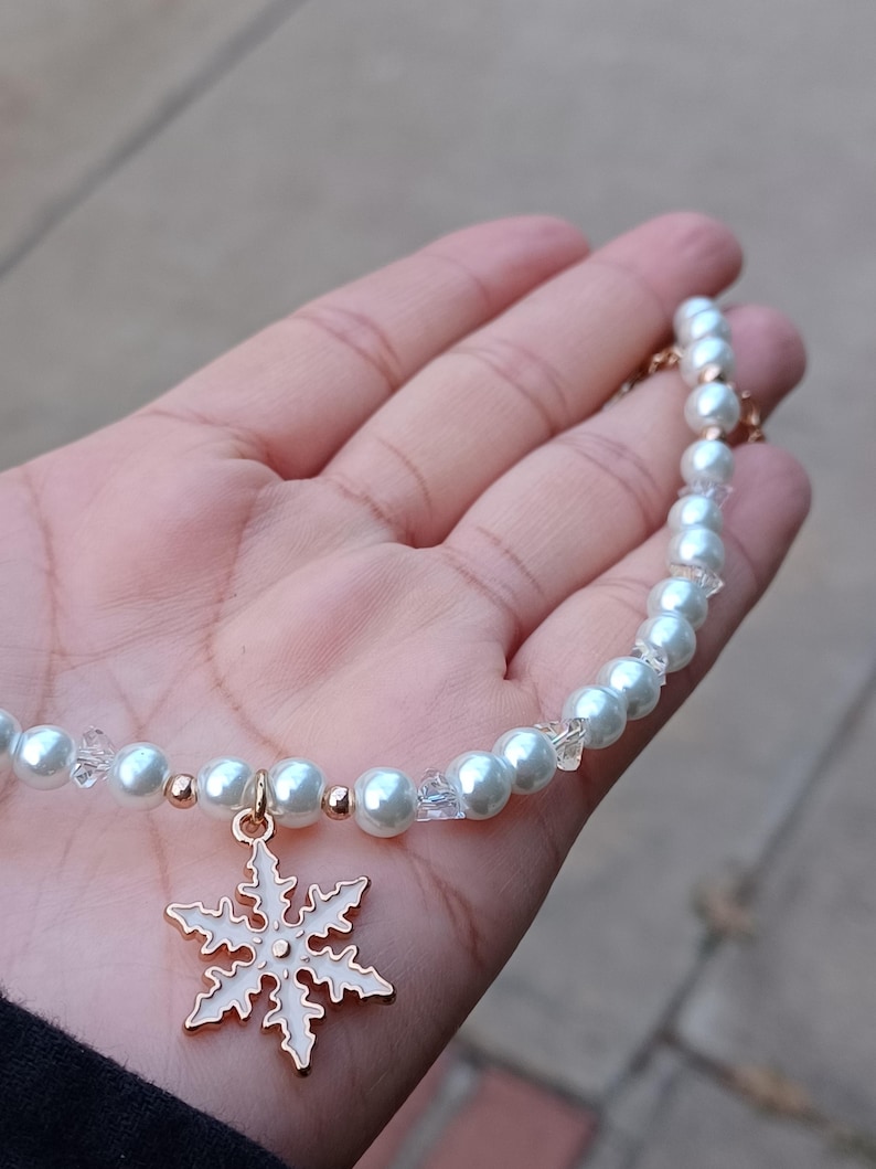 Beaded Snowflake Choker: Handmade Christmas Necklace - Etsy
