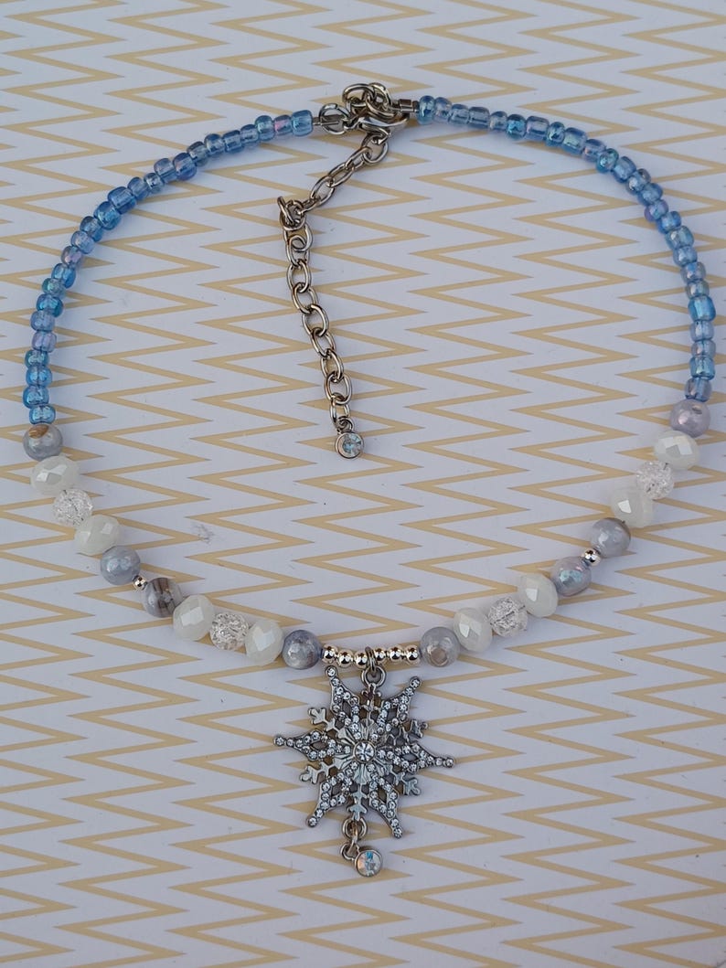 Beaded Snowflake Choker: Handmade Christmas Necklace - Etsy
