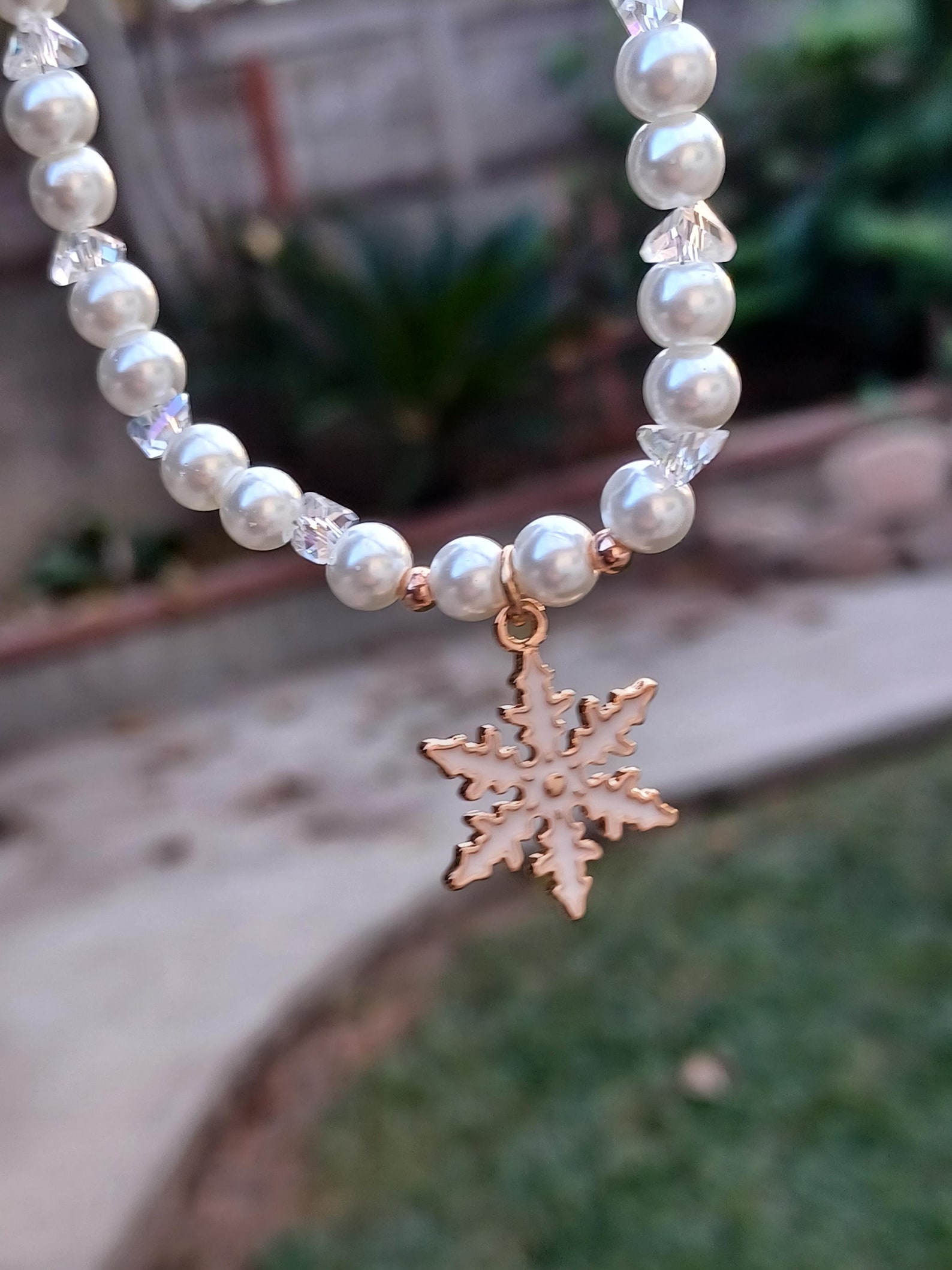 Beaded Snowflake Choker: Handmade Christmas Necklace - Etsy