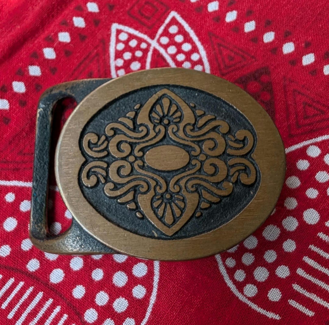1979 Tech Ether Guild Inc 'brocade' Filigree Vintage Brass Belt Buckle ...