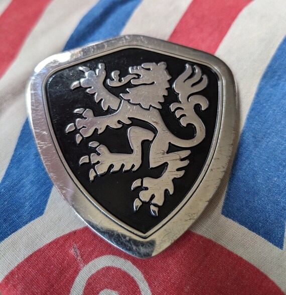 Lion Crest Heraldry Shield Larping Vintage Belt Buckle - Gem