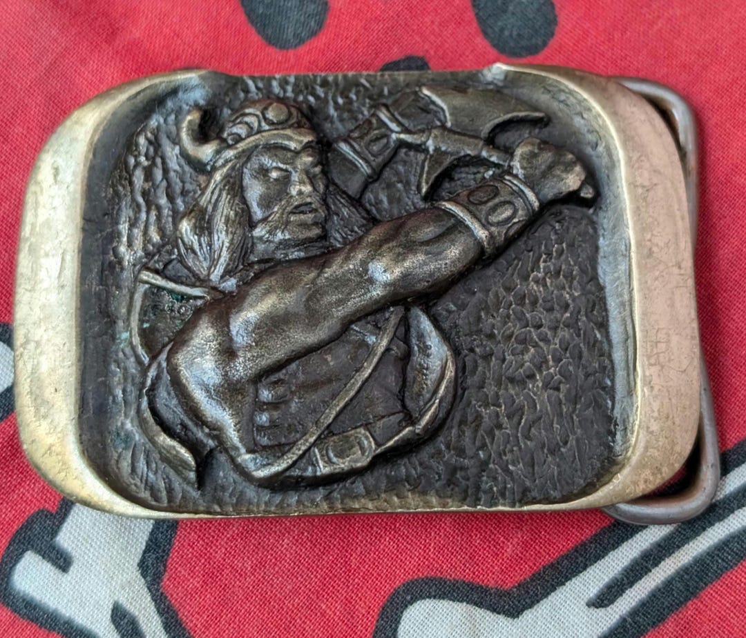 Rare! Viking Barbarian 1979 Belt Buckle by Shallizar Bronze - Etsy
